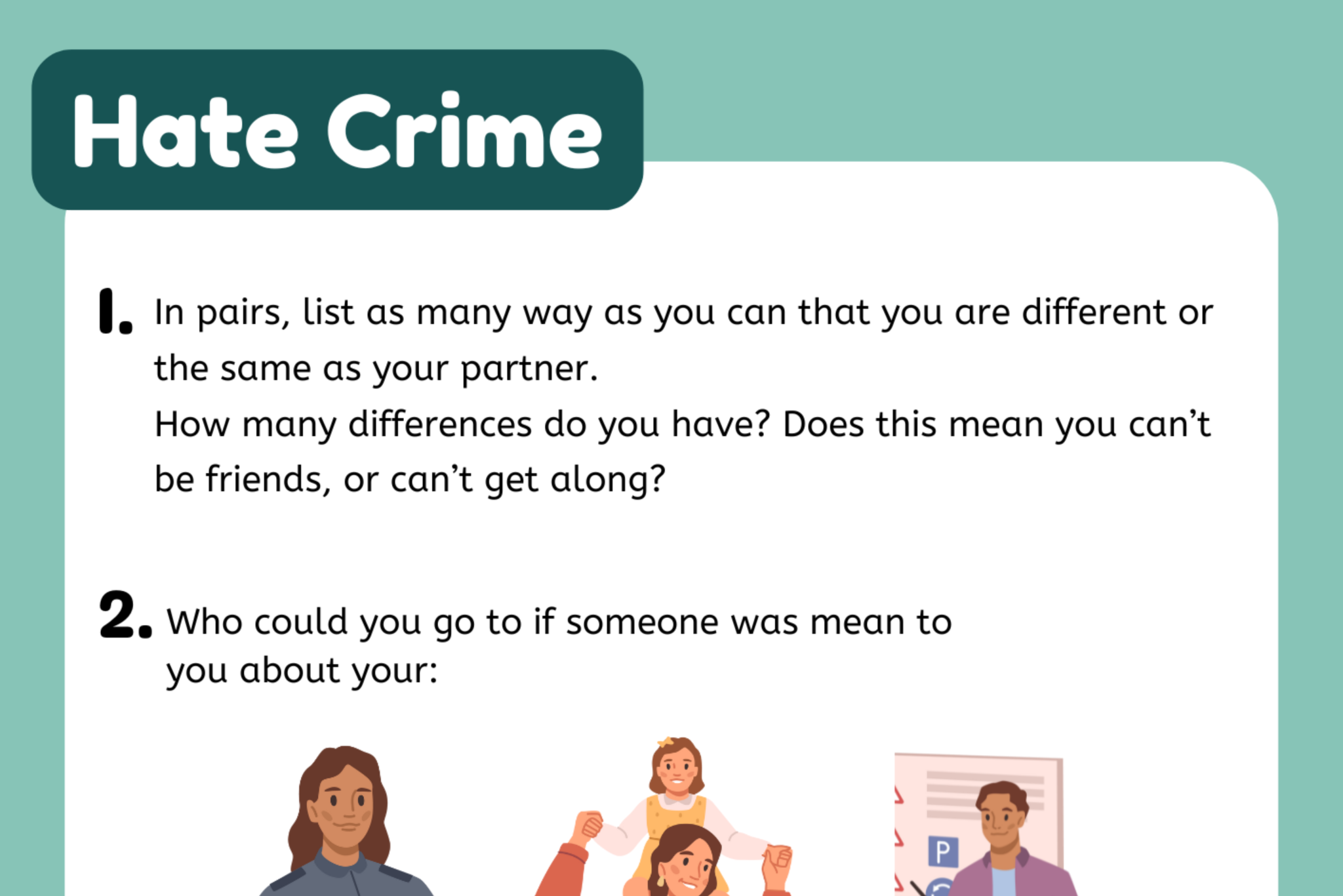 P7 Hate Crime Activity Sheet